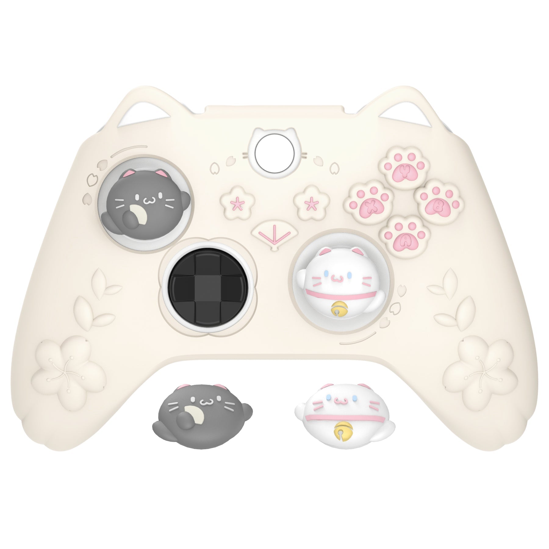 PlayVital Cherry Blossoms Kitten Silicone Cover for Xbox Series X/S Co